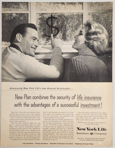 1958 Print Ad New York Life Insurance Company Husband & Wife Investment ...