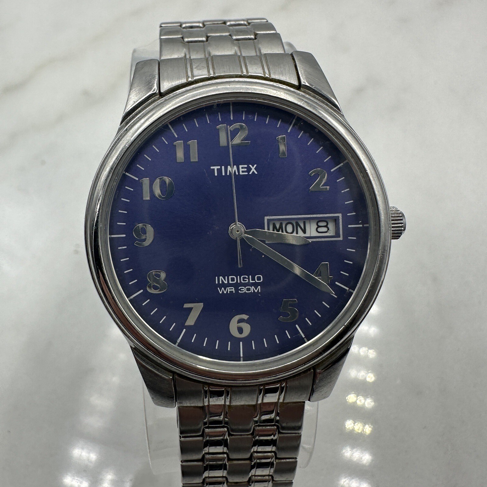 Timex Analog Round Blue Dial Day Date Indicator Silve… - Gem
