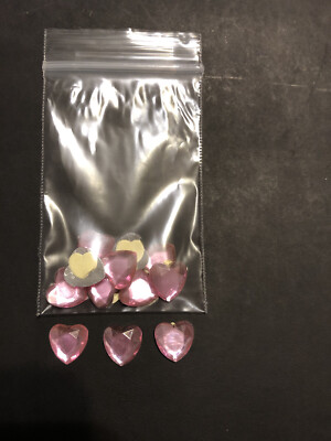 Flat Back Acrylic Rhinestones With Adhesive Backing - Pink Heart 12mm ...