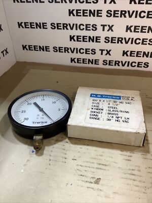 H.O Trerice Pressure Gauge D07101 800B 4-1/2” 30” HG VAC, 1/4” NPT | eBay