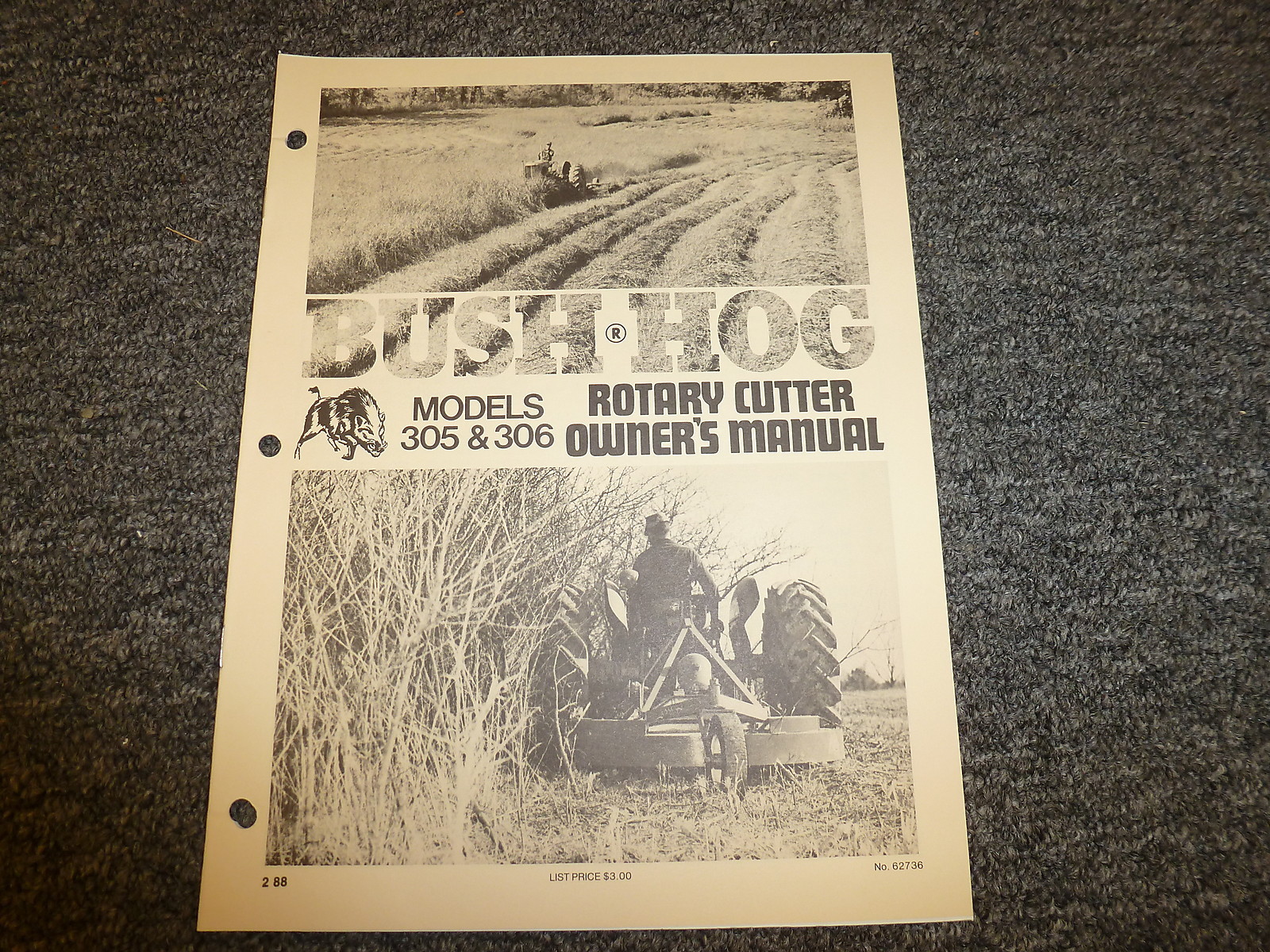 Bush Hog Models 305 & 306 Rotary Cutter Owner Operator Maintenance ...