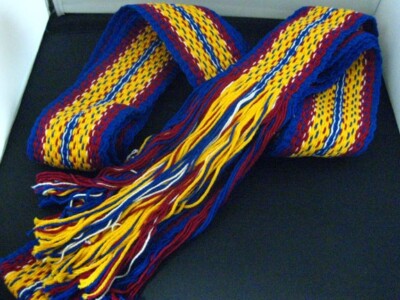 #34 Iroquois Sash, Yellow, red, blue, white cotton 3" x 15 feet | eBay