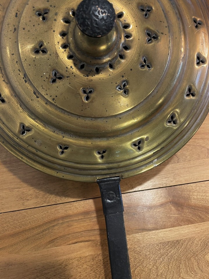 Vintage Antique Colonial Revival Copper & Brass Bed Warmer Pan Cast ...