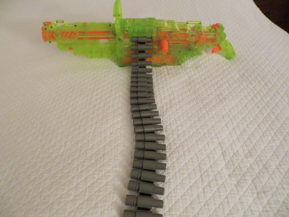 NERF N-Strike Vulcan EBF-25 Sonic Clear Neon Green Gun w/ Ammo Belt | eBay