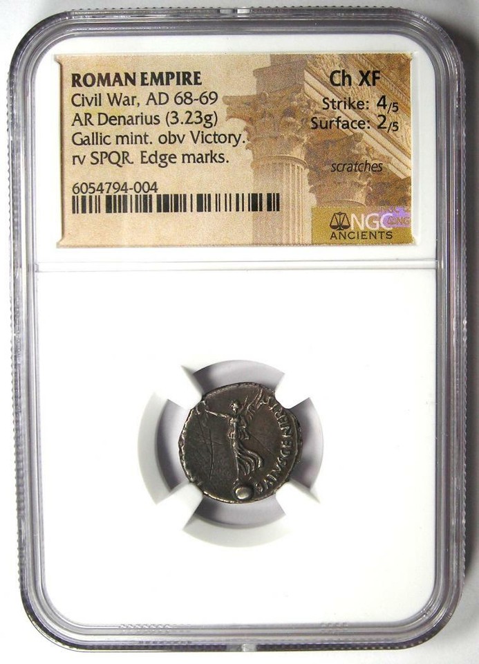 Roman Empire Civil War Denarius Silver Victory Coin 68-69 AD - NGC ...