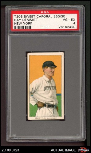 1909 T206 Ray Demmitt New York Yankees COMMON VARIATION PSA 4 - VG/EX ...