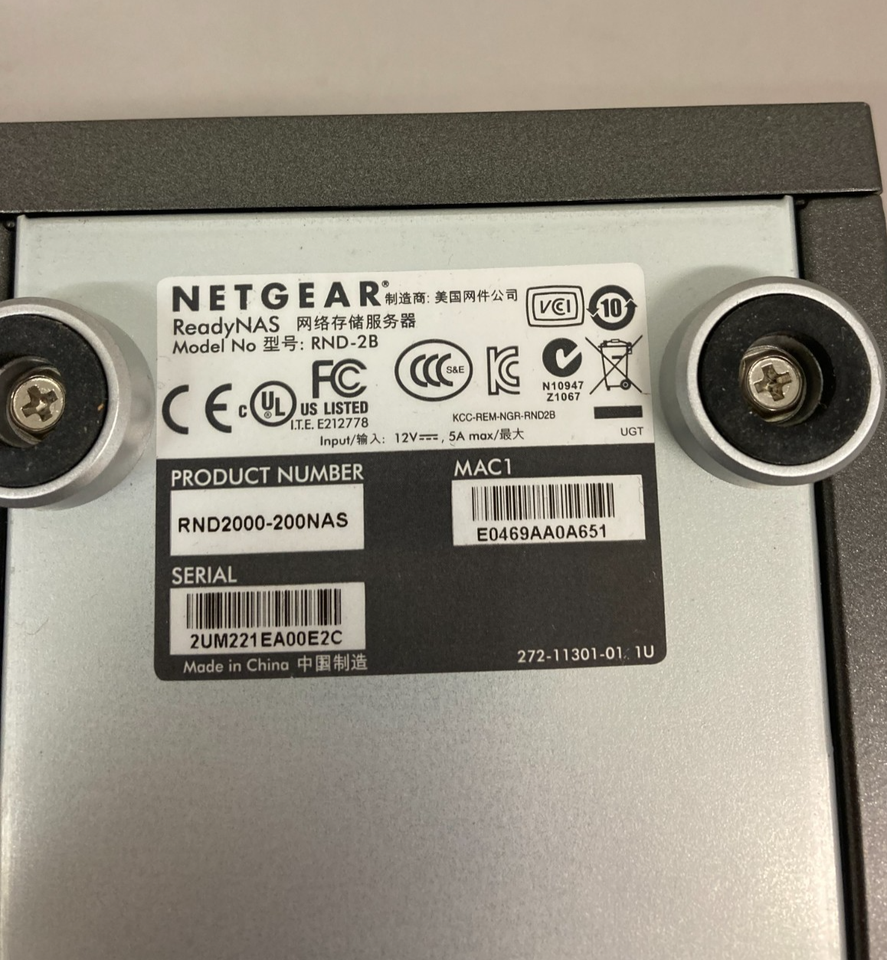 Netgear RND-2A RNDP2000-100NAS 2-Bay Advanced Network Storage | eBay