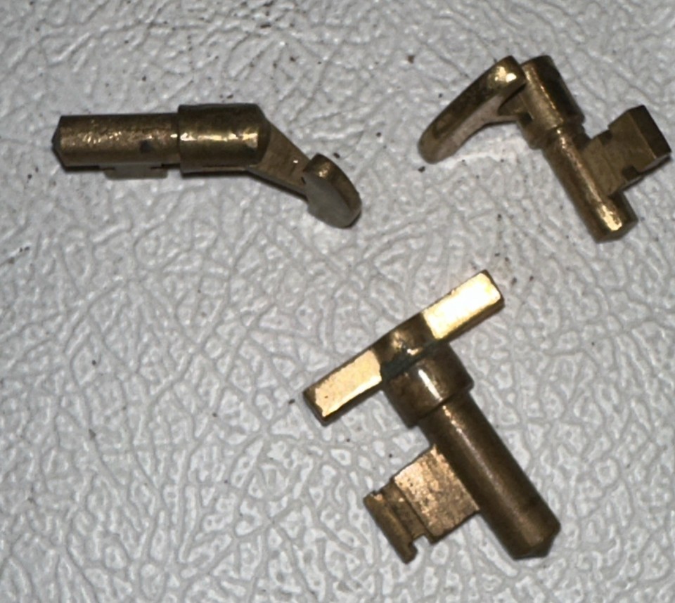 True VTG Hinged 3 Brass T-Handle Blanks Skeleton Keys 2 Old Hardware ...