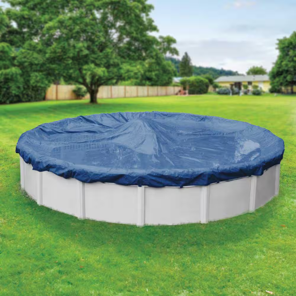 Olympus 28 Ft. round Blue Solid above Ground Winter Pool Cover ...
