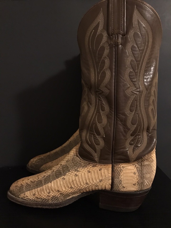 Tony Lama Exotic Snake Skin Cowboy Boots Style 8702 Size 7 Brown | eBay