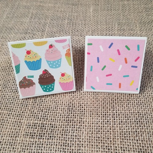 Set of 12 Cupcakes and Sprinkles 2x2 Mini Note Cards Gift Enclosure ...