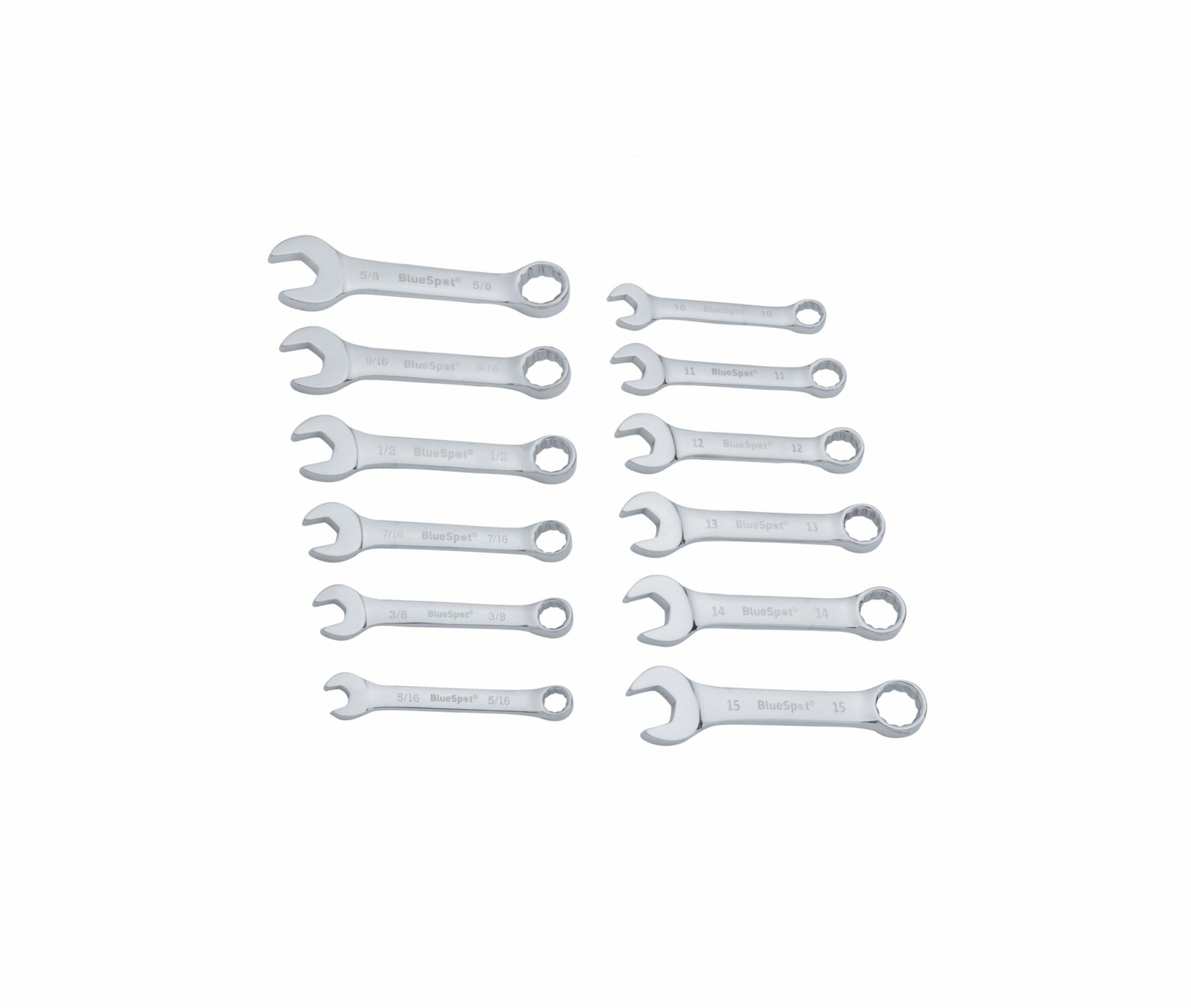 BlueSpot 32pc Combination Spanner Set Imperial Metric Stubby Wrench ...