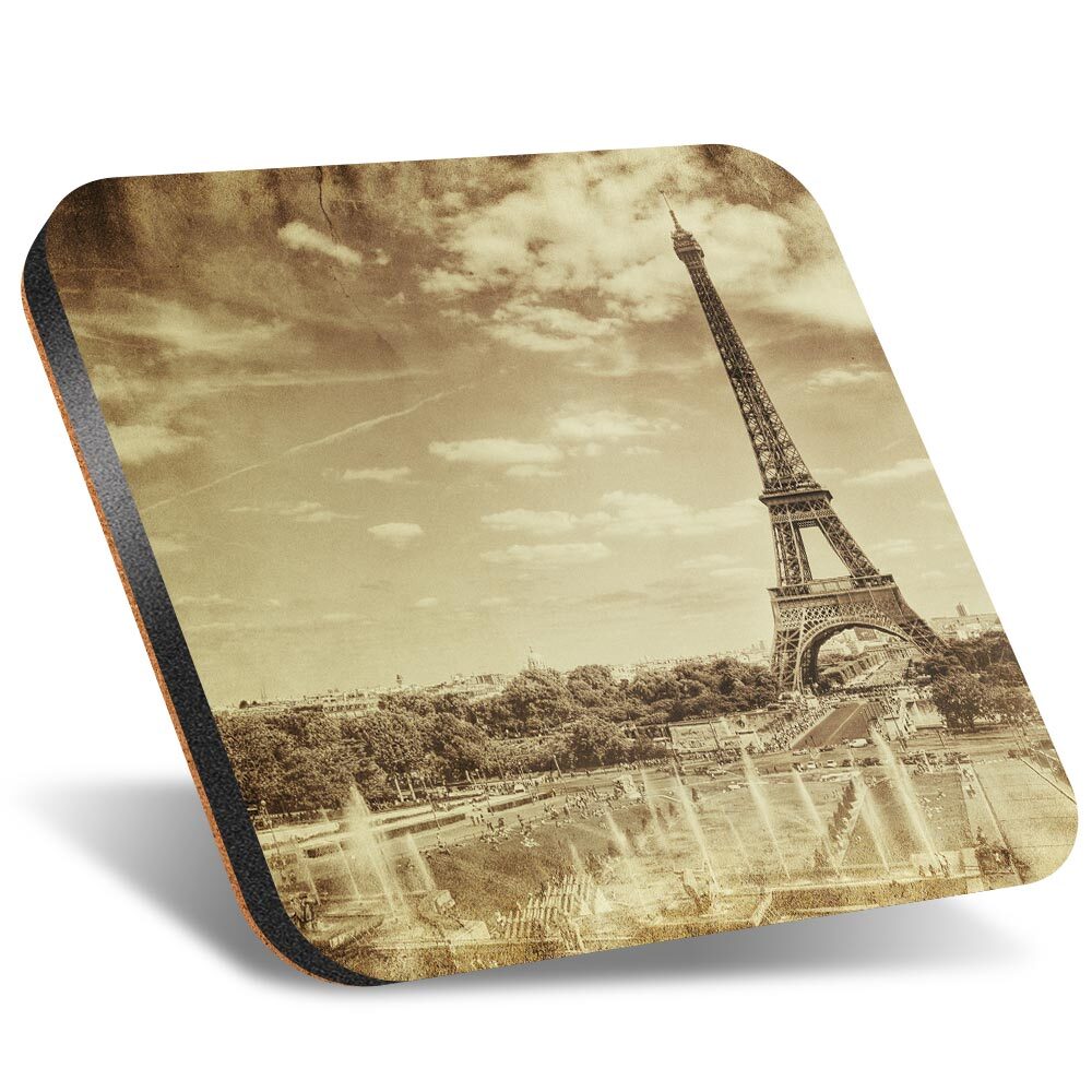 1x Square Coaster 12cm Vintage Sepia Eiffel Tower Paris #52382 | eBay