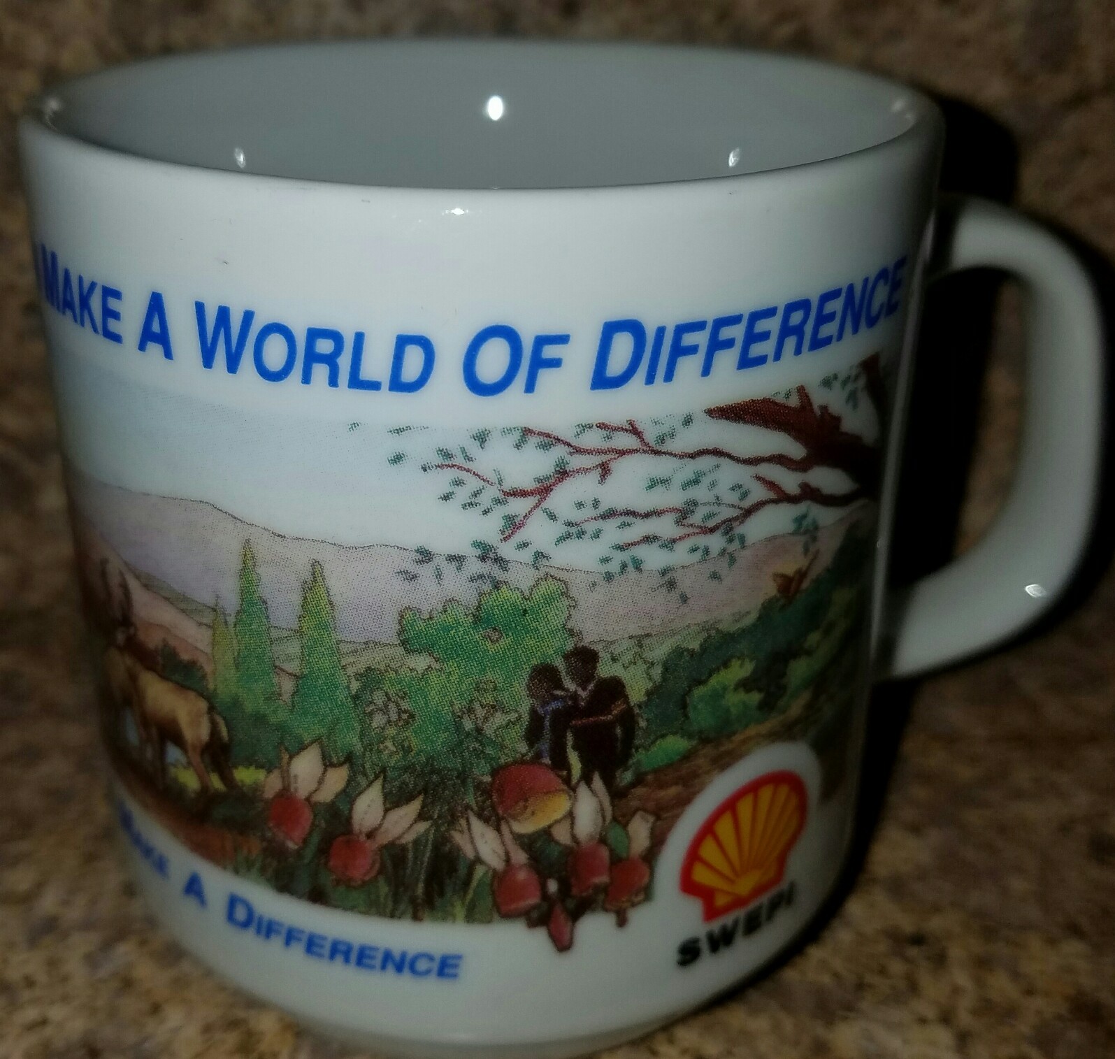 Vintage SWEPI Shell Oil Coffee Cup Advertising Environmental awareness ...