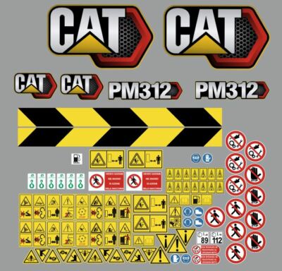 Caterpillar Pm 310, Pm 312, Pm 313, Adhesive Decals Complete Kit | eBay