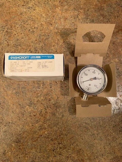 (3) ASHCROFT 63-1008-S-02L-800 STAINLESS STEEL GAUGE 0-800 PSI 2-3/4 ...
