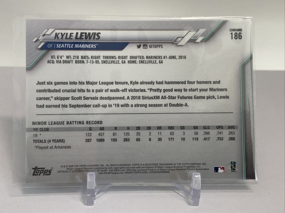 2020 Topps Chrome RC #186 Kyle Lewis Rookie Seattle Mariners | eBay