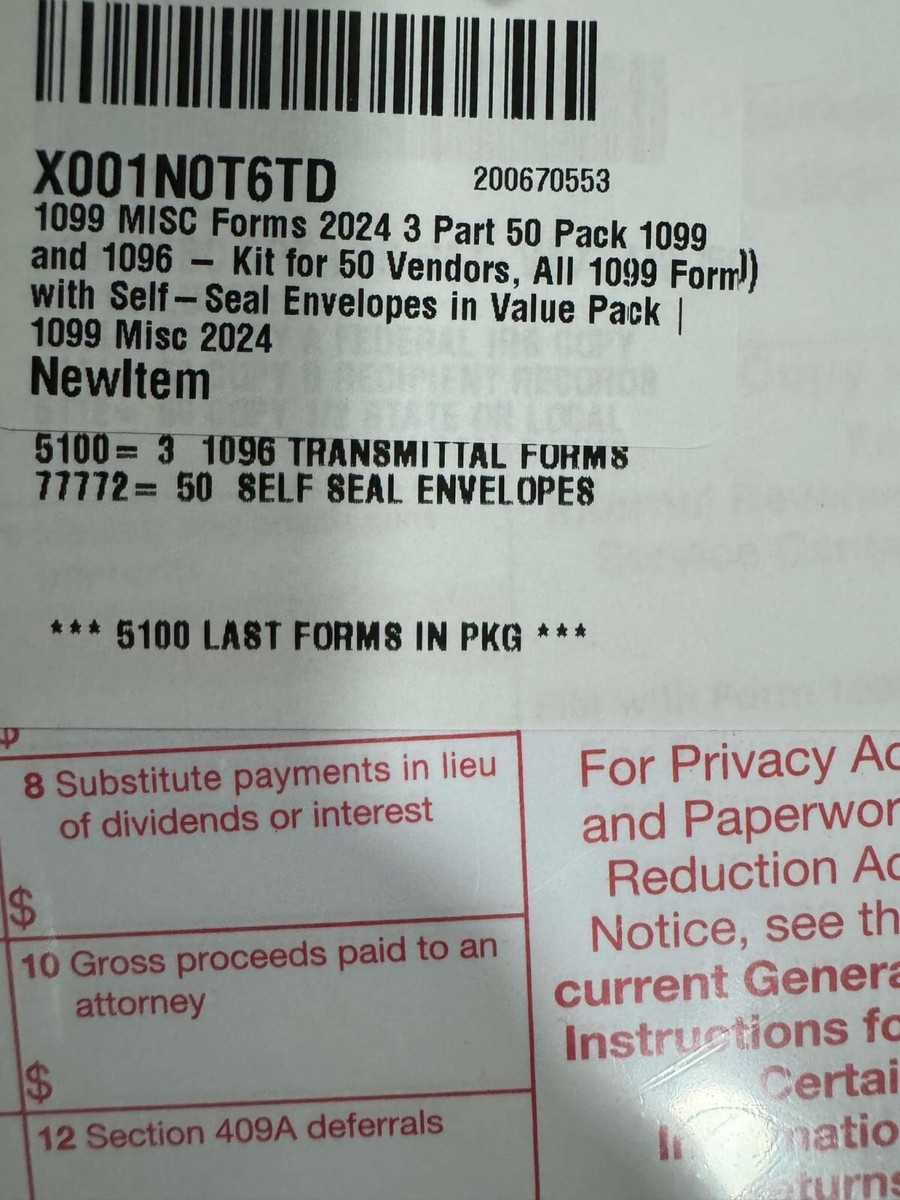 1099 Nec Forms 2025 2024 1099-MISC Tax Forms Kit (50-Pack) - IRS ...
