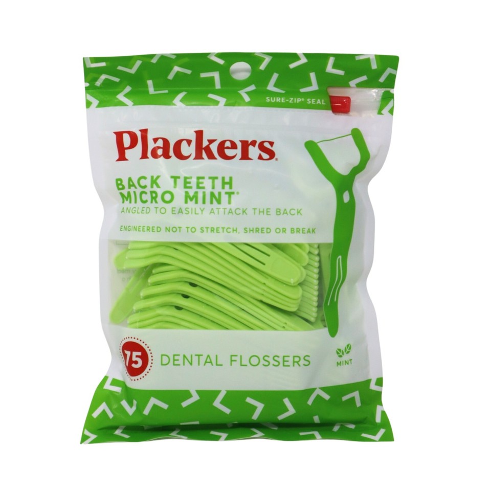 4 Pack - Plackers Back Teeth Micro Dental Flossers, Mint, 75 Count | eBay
