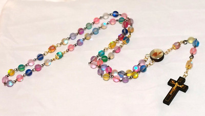 Catholic Rosary Multi-colored 6mm Moonglow Stones 22 .75" Long | eBay
