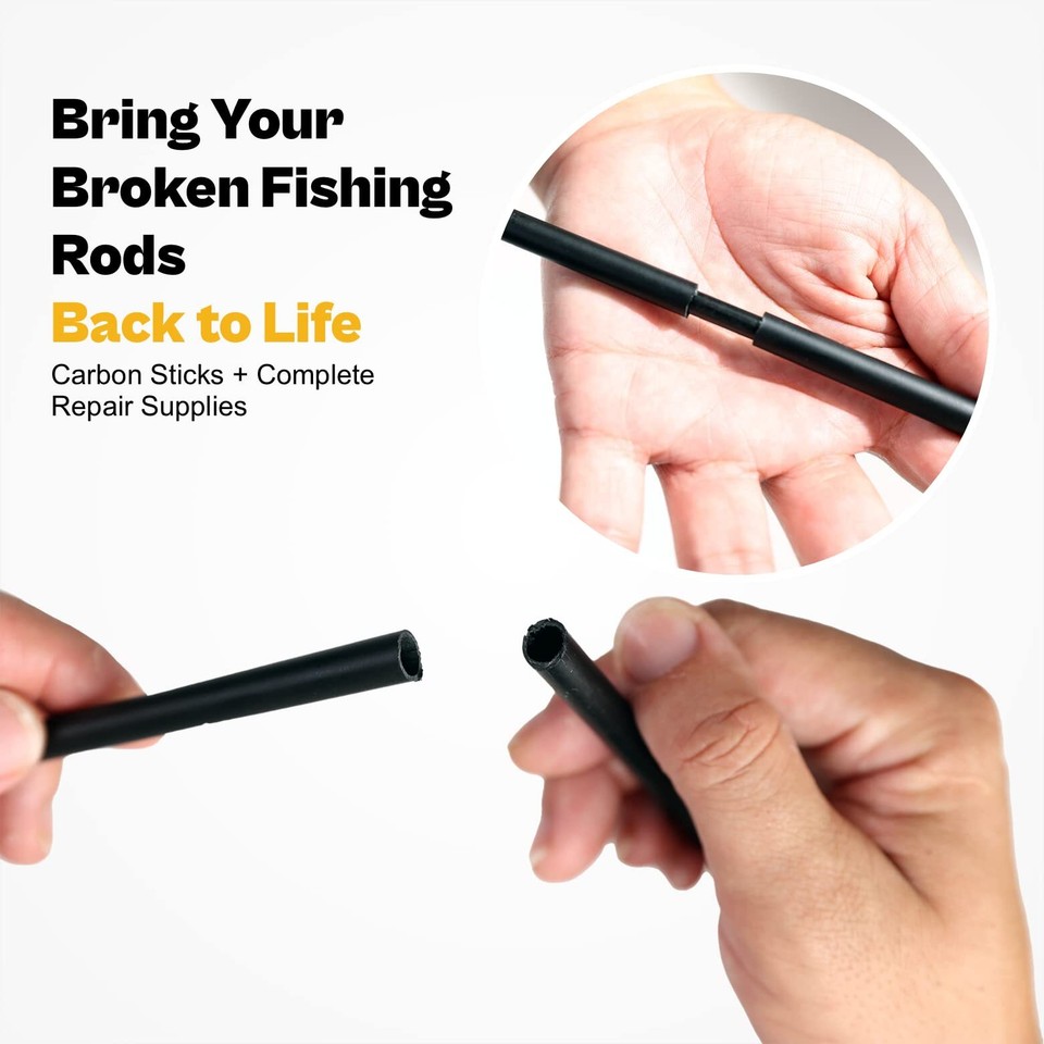 Fishing Rod Repair Kit Complete with Glue and Tip Replacement Carbon ...