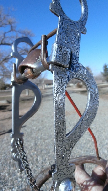 Vintage Engraved Sterling Silver Overlay Horse Show Bit w/ 3 Lip Chains ...