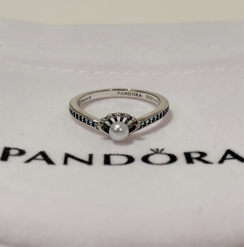 PANDORA 925 ALE Disney Princess Ariel Shell Cultured Pearl Ring 7 / 54 ...