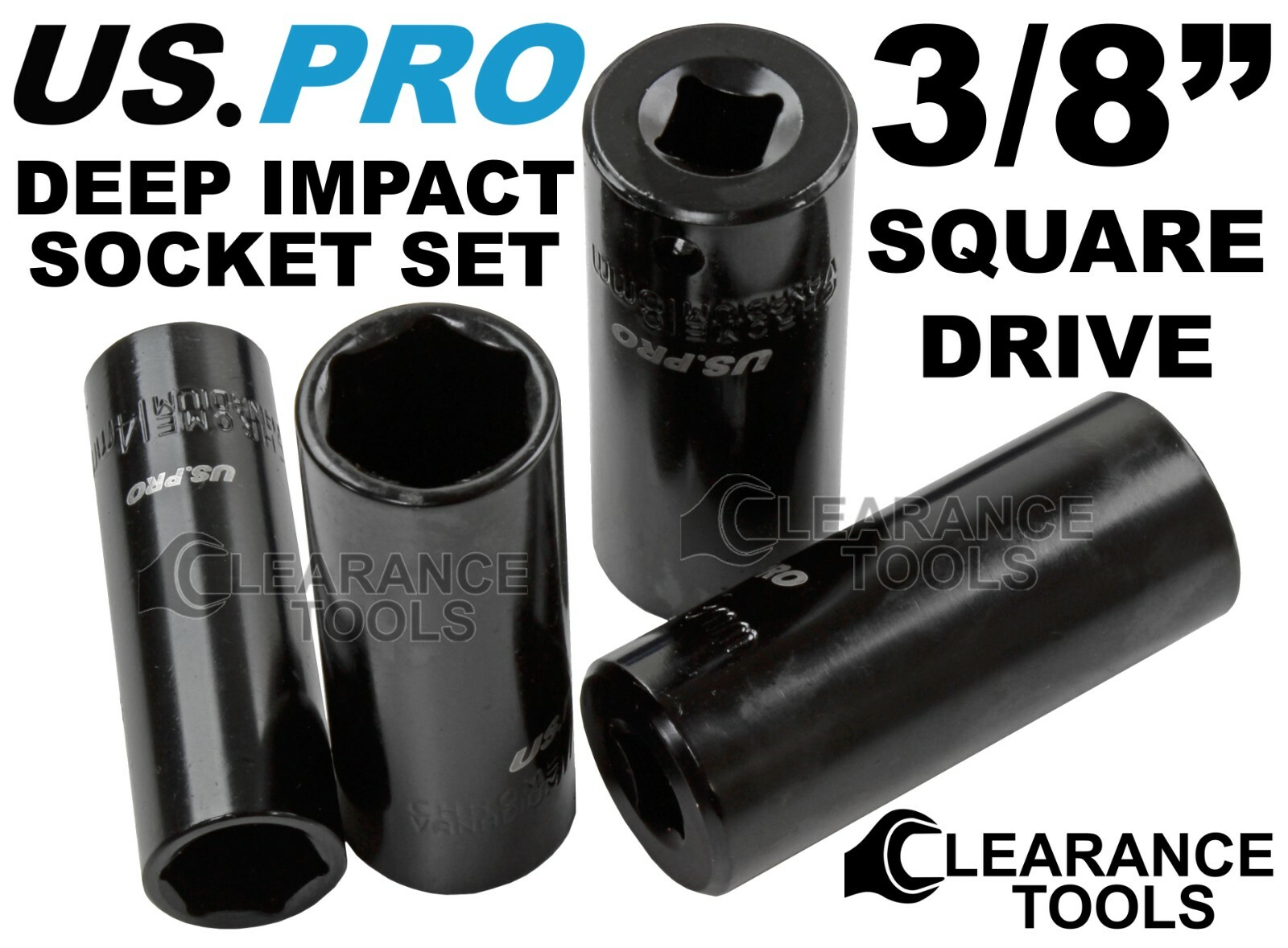 US PRO Deep Impact Socket Set 3/8'' Drive 10pc Long Reach Sockets 10 ...