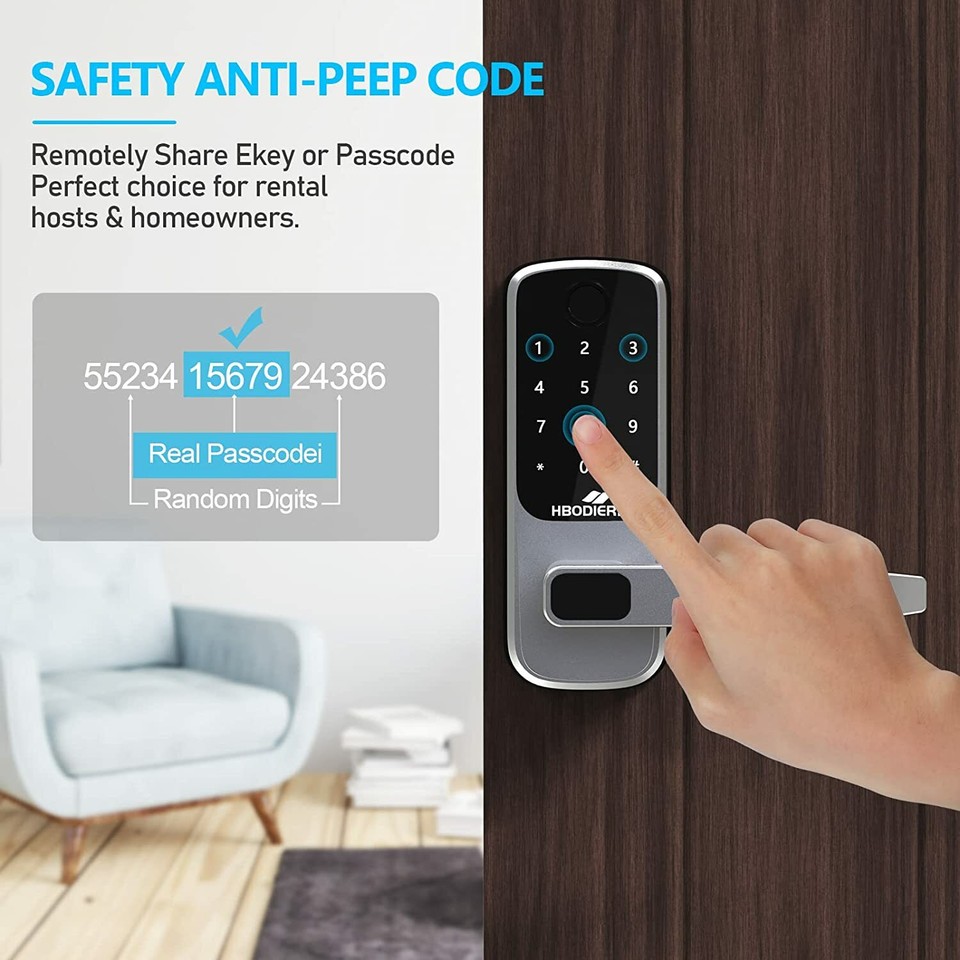 Biometric Fingerprint WiFi APP Digital Code Entry Keypad Keyless Smart ...