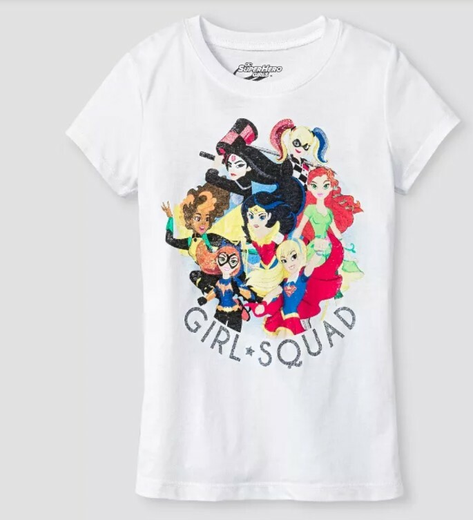 DC Comics Girl's Super Hero Girls Squad Short Sleeve White T-shirt XS(4 ...