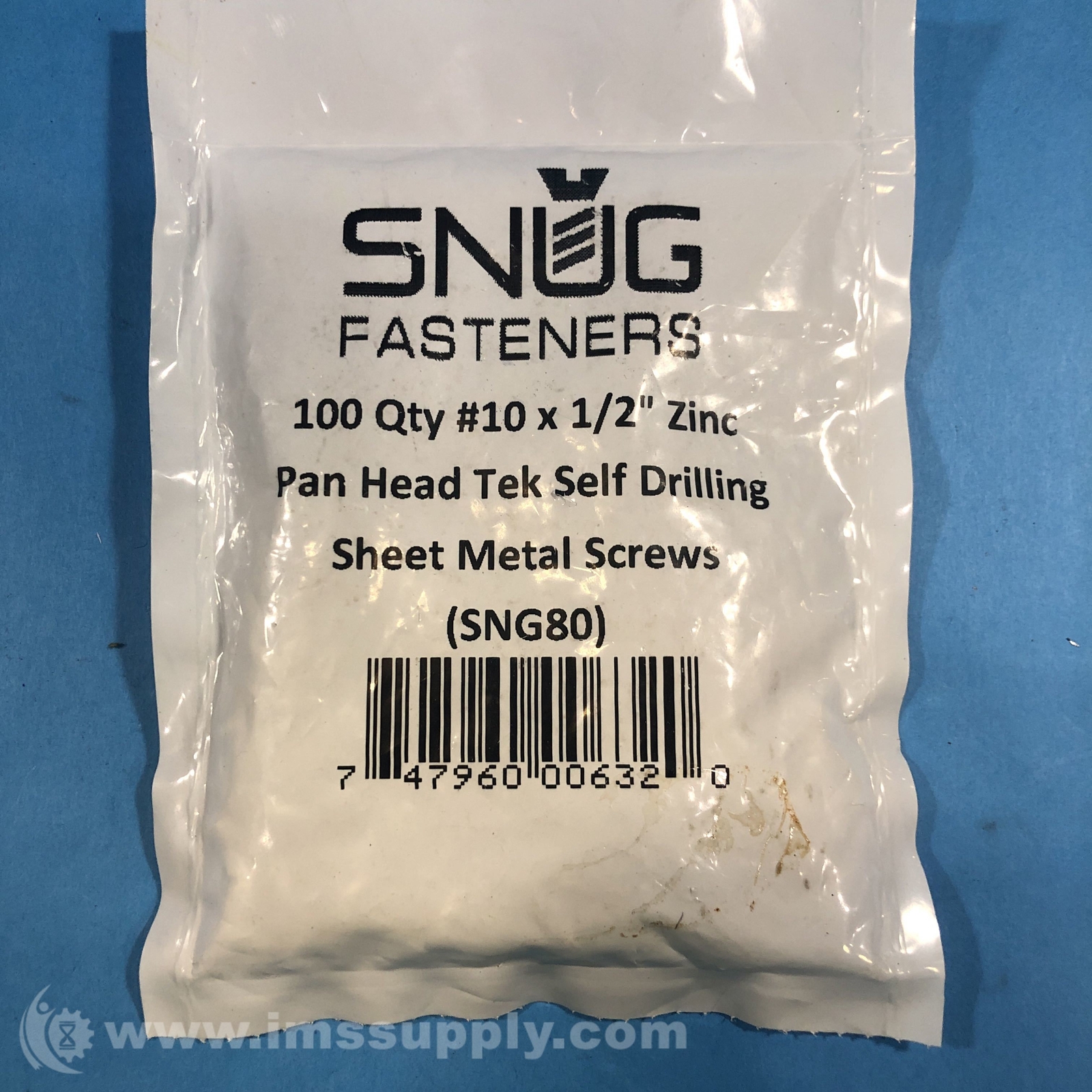 SNUG Fasteners SNG80 Bag of 100 Size 1/2'' Sheet Metal Screws FNFP for ...
