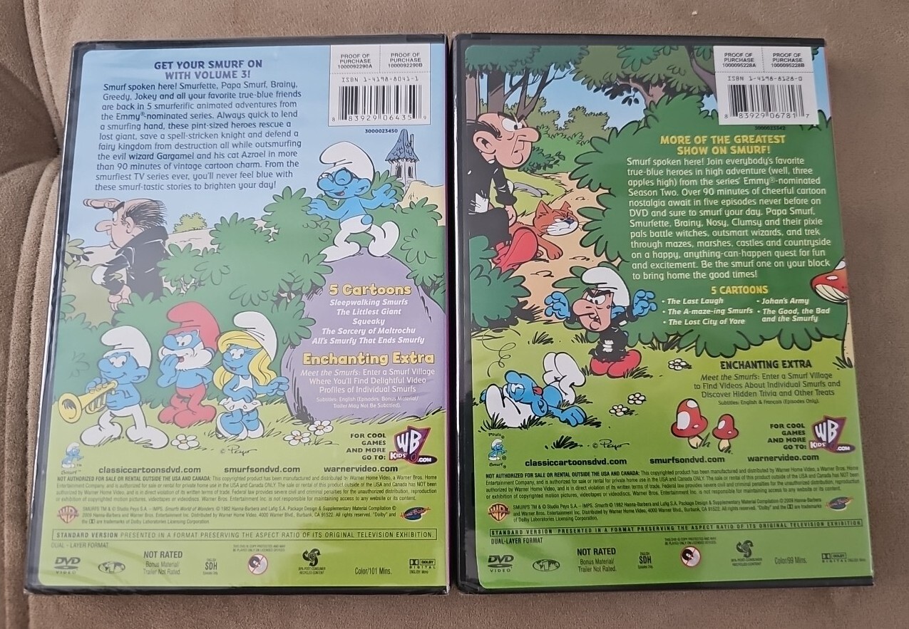 The SMURFS Vol 2 & 3 World of Wonders Smurfy Takes DVD LOT BRAND NEW ...