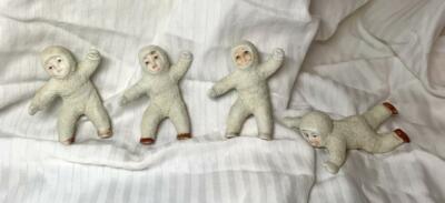4 Rare Large Snow Baby Babies 3" Bisque Germany Vintage Christmas c1910 ...