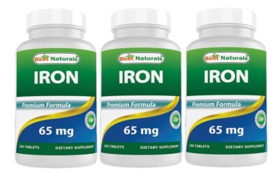 3 Pack Best Naturals Iron Supplement - 65 mg 240 Tablets | eBay