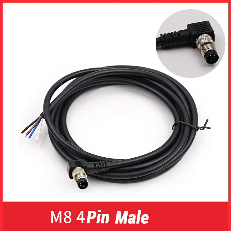 Waterproof M8 Connector Cable 3Pin 4Pin Straight/Elbow Male/Female With ...