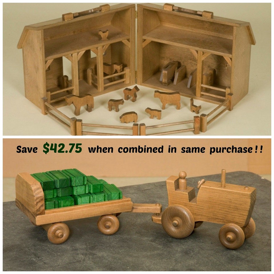 FARM TRACTOR with CART HAY BALES & FEED SACKS - Amish Handmade Farm ...