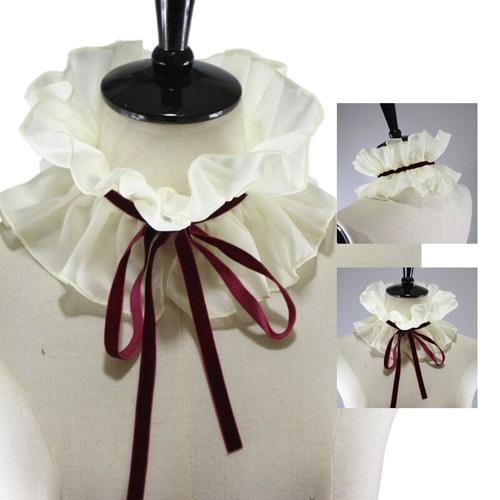 Women Ruffled Fake Collar Lace-Up Choker Costume Neck Ruff | eBay