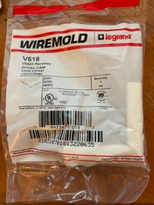 Lot of 10 WIREMOLD LEGRAND V518 500 SERIES OUTSIDE External ELBOW ...