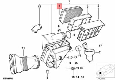 Genuine BMW E36 E38 E39 E46 E83 E85 Engine Air Filter Insert OEM ...