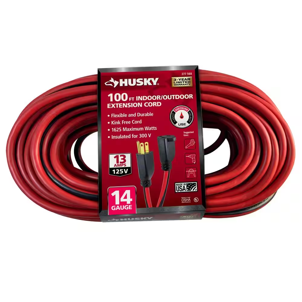 100 Ft. 14/3 Medium Duty Indoor/Outdoor Extension Cord, Red/Black | eBay