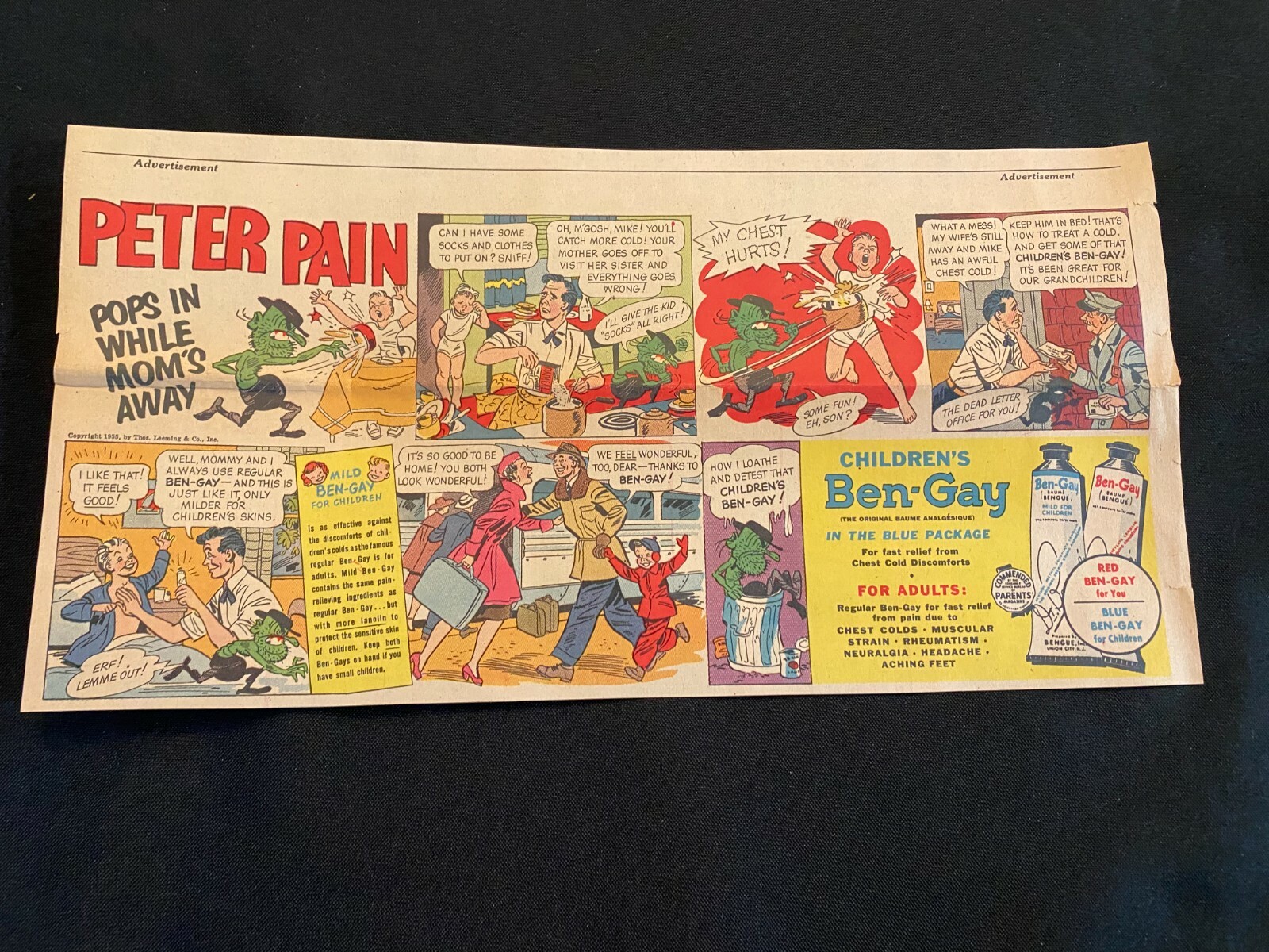 #03 PETER PAIN POPS IN WHILE MOM'S AWAY Sunday Third Page BEN-GAY Ad ...