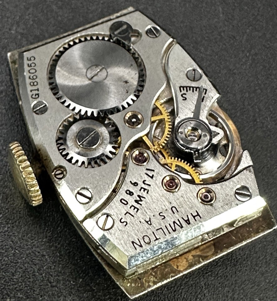 VINTAGE MEN'S HAMILTON WRISTWATCH MOVEMENT CAL. 980 KEEPING TIME 17 ...