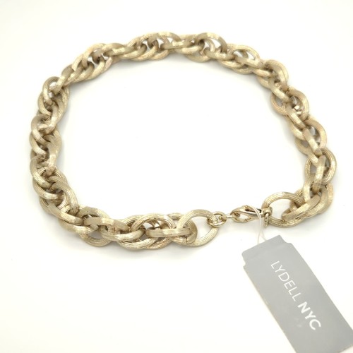 Chunky Chain link necklace - champagne gold tone textured links 16 in ...