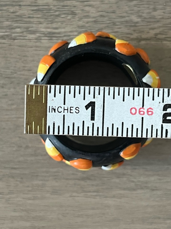 6 Vintage CANDY CORN Napkin Rings Holders Fall Halloween Black Yellow ...