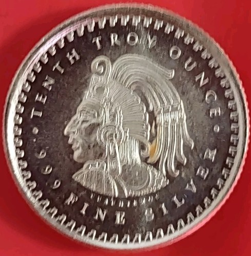 1 ~ 1/10 troy oz. " Mayan" Round Bullion .999 Fine Silver - 3.16 Grams ...