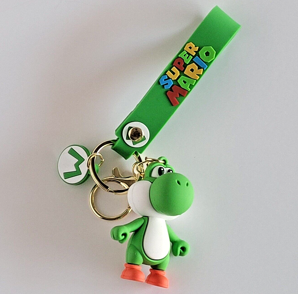 Green Yoshi 3D Super Mario Figure Keychain Key Ring Nintendo | eBay