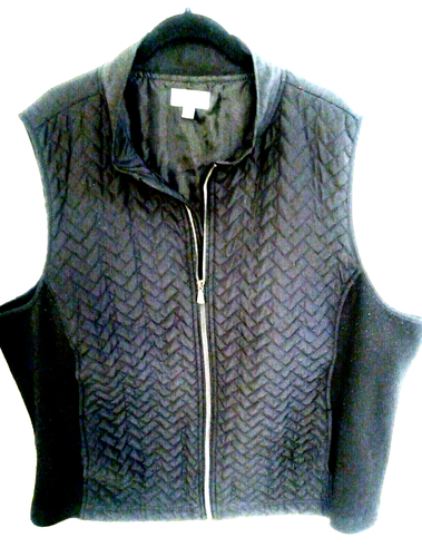 Vest Quilted Knit Side Panels Plus 26-28 Black Lightweight Zipper ...