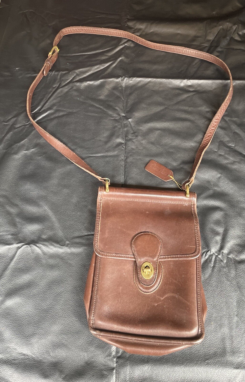 Coach Scooter Leather Bag 9893 Vintage Brown Brass Turnlock for sale ...
