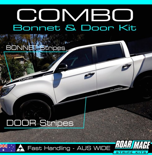 2021 Ssangyong Musso COMBO BONNET & DOOR Stripes decals stickers 4x4 ...
