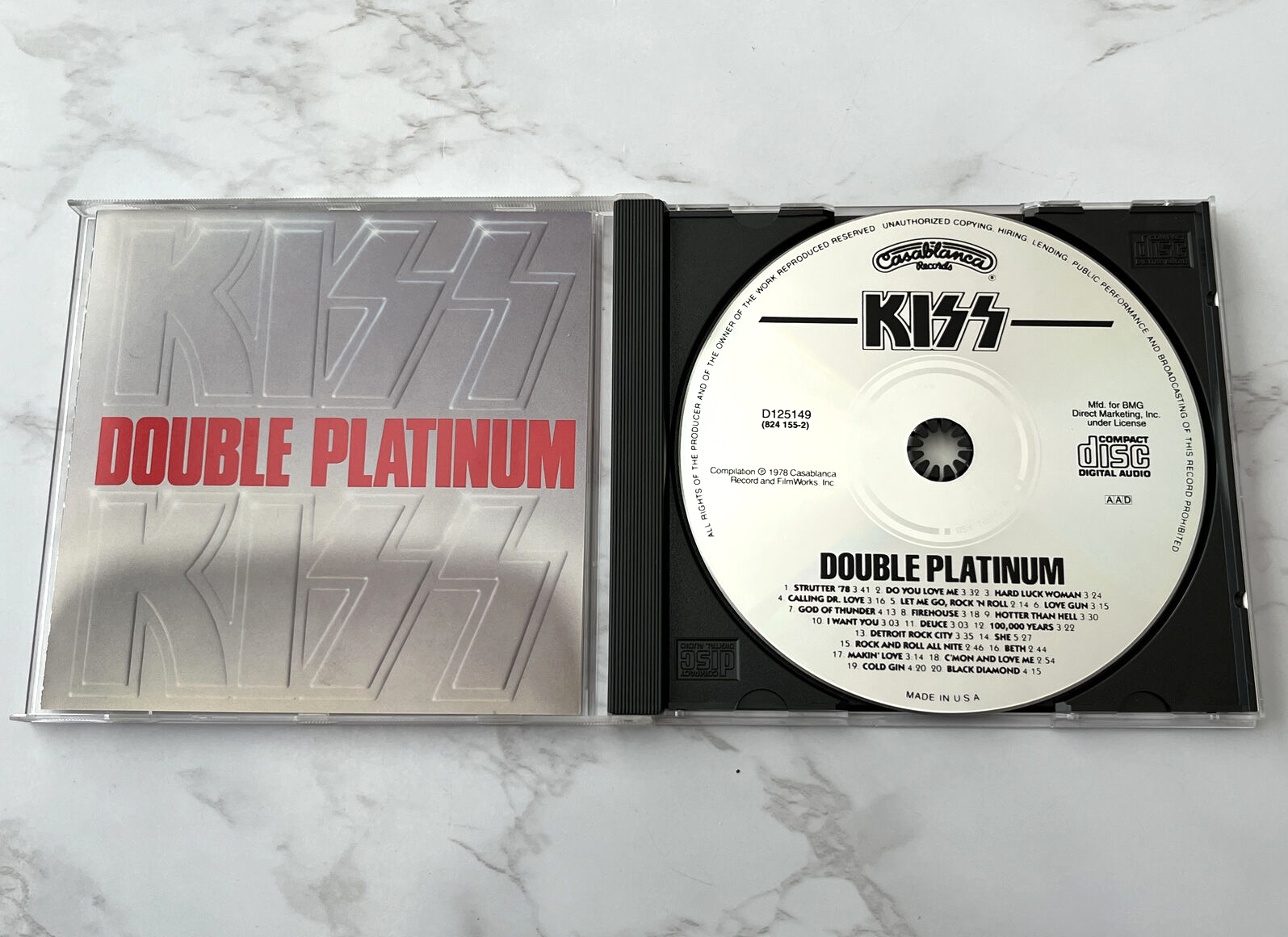 KISS Double Platinum CD EARLY PRESS! SILVER DISC! Casablanca 824 155-2 ...
